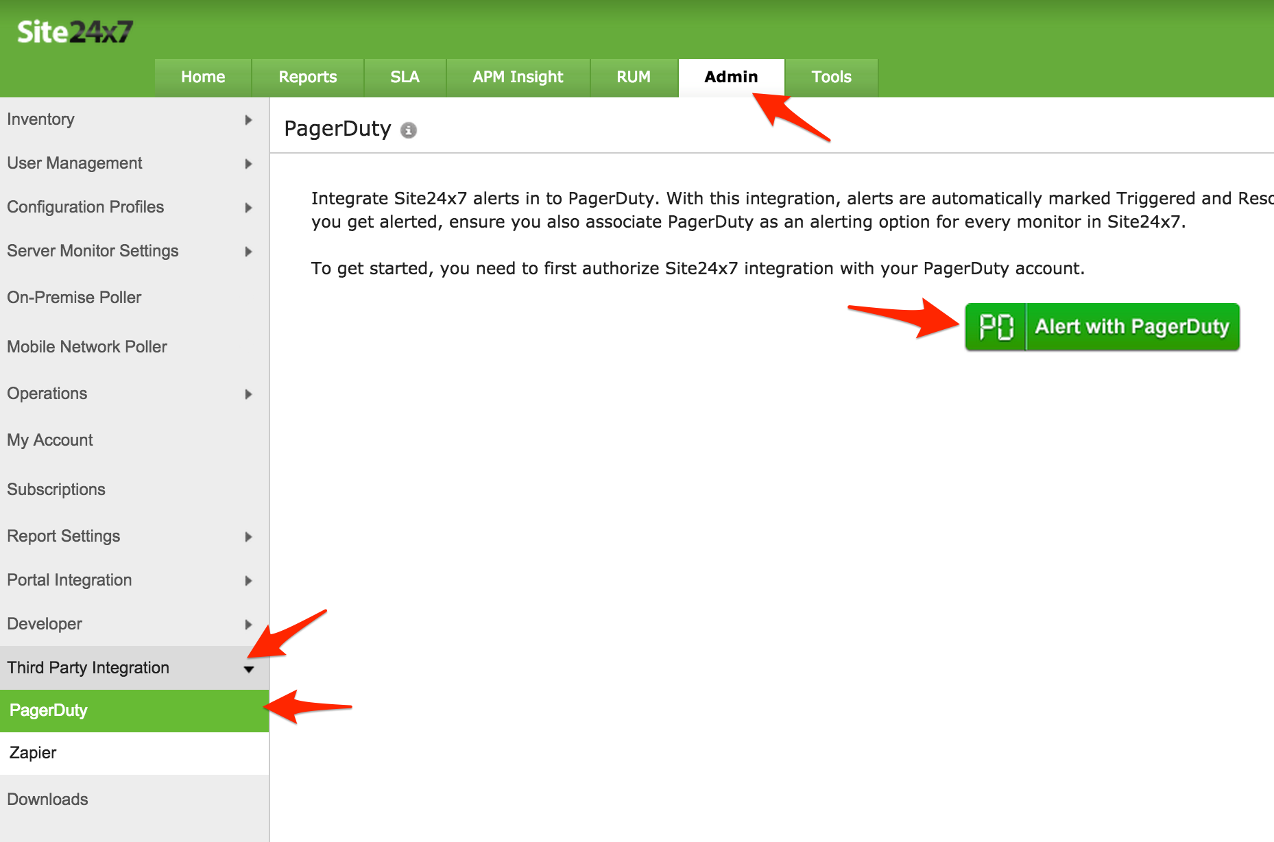 Site24x7 Integration Guide - PagerDuty