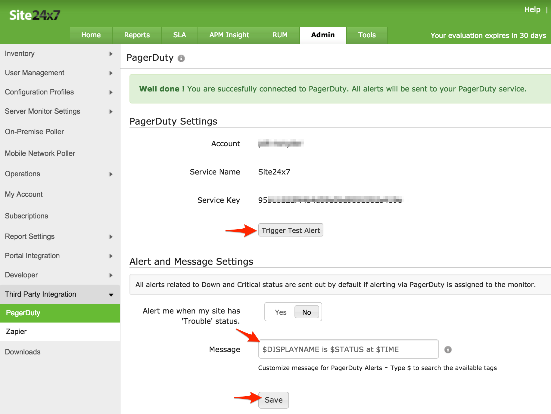 Site24x7 Integration Guide - PagerDuty