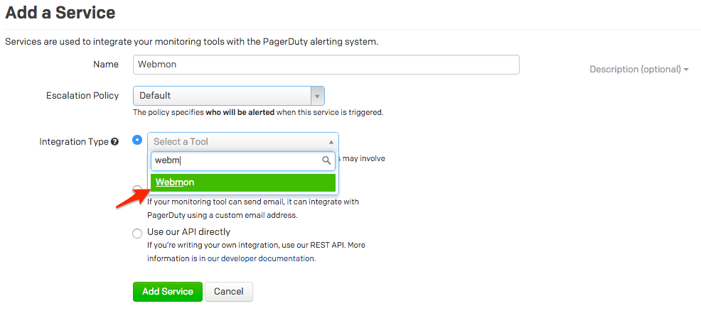 Webmon Integration Guide - PagerDuty